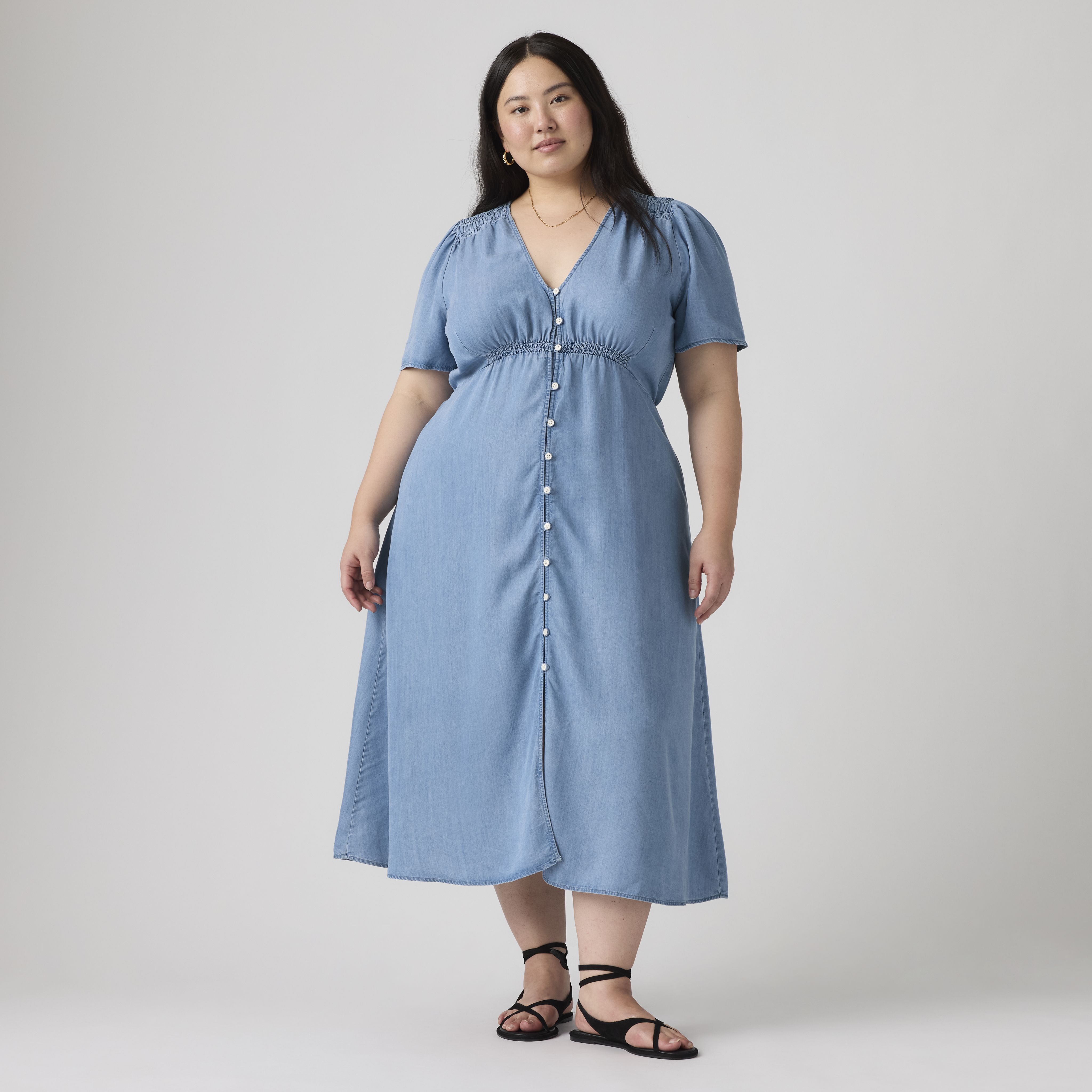 Paola Short-sleeve Midi Dress (plus Size) - Medium Wash | Levi's® US